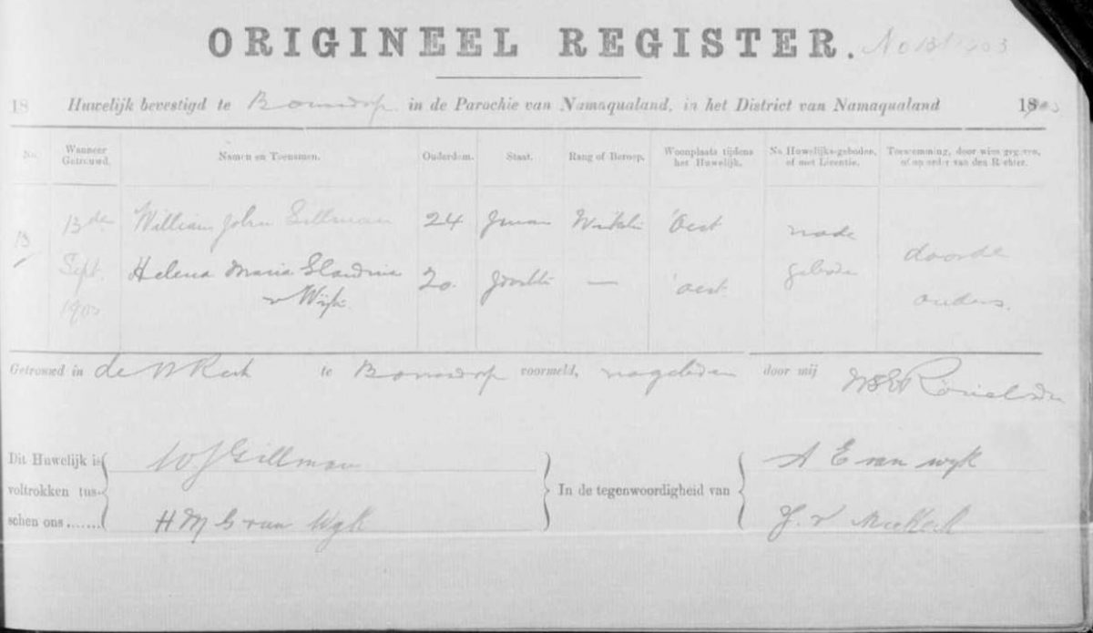 Missing links – Barends – Gillman Family